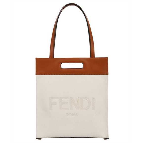 Fendi | Bags | Fendi Roma Brand Embroidered Canvas And Leather Tote ...